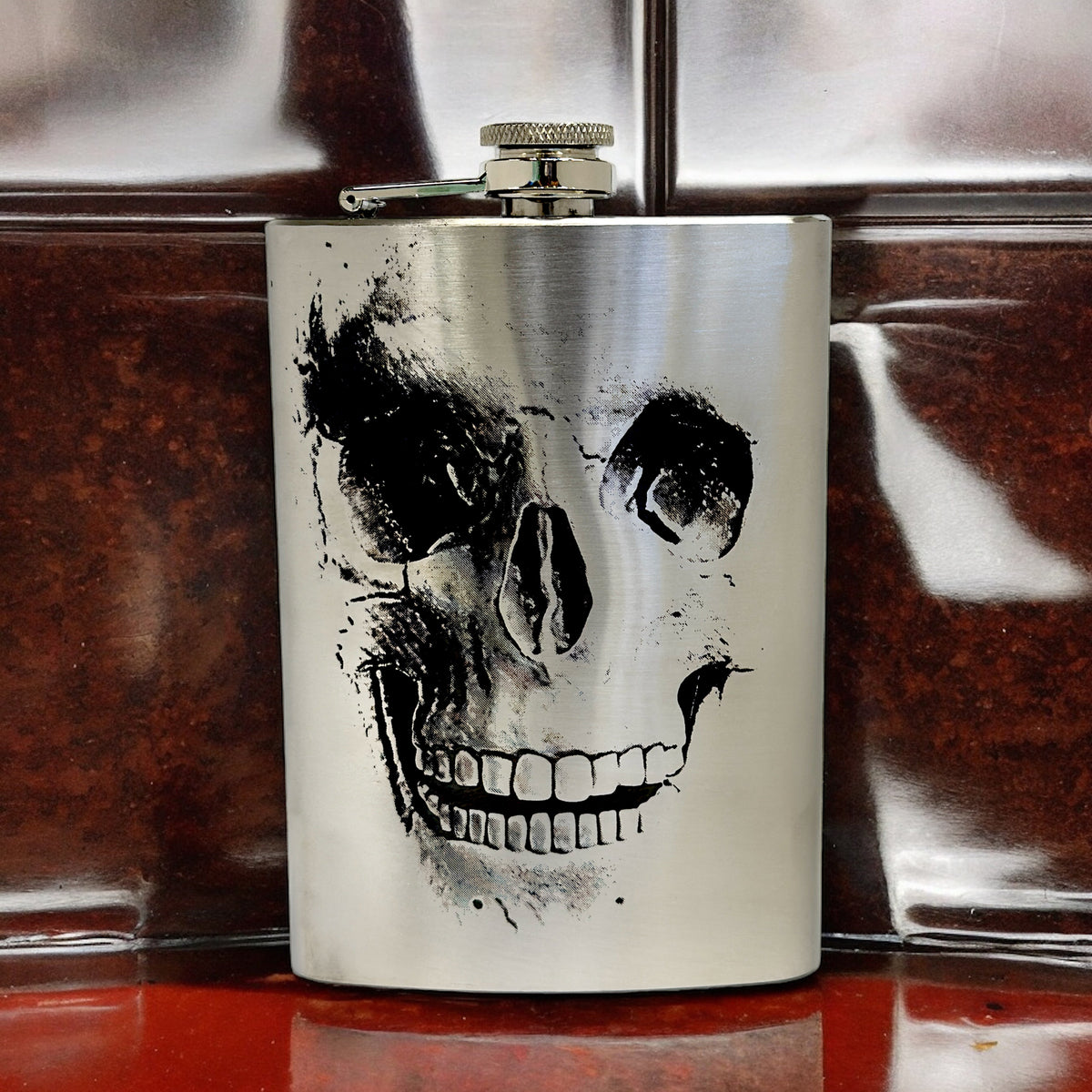 8oz Skull Stainless Steel Flask Mythicplasmaart