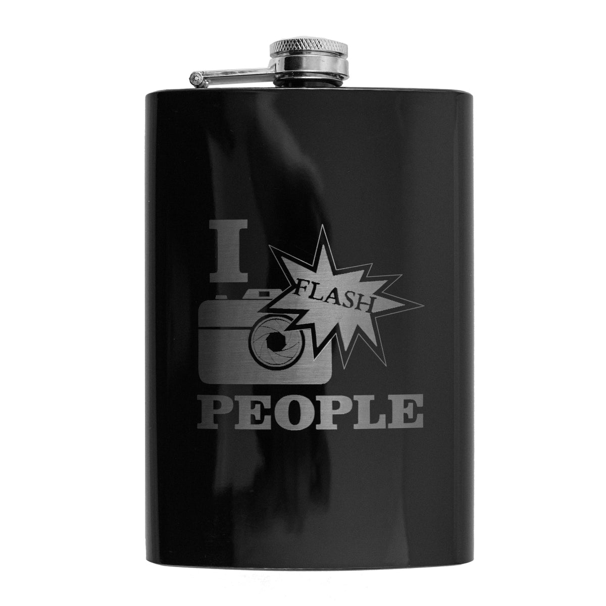 8oz BLACK I Flash People Flask – MythicPlasmaArt