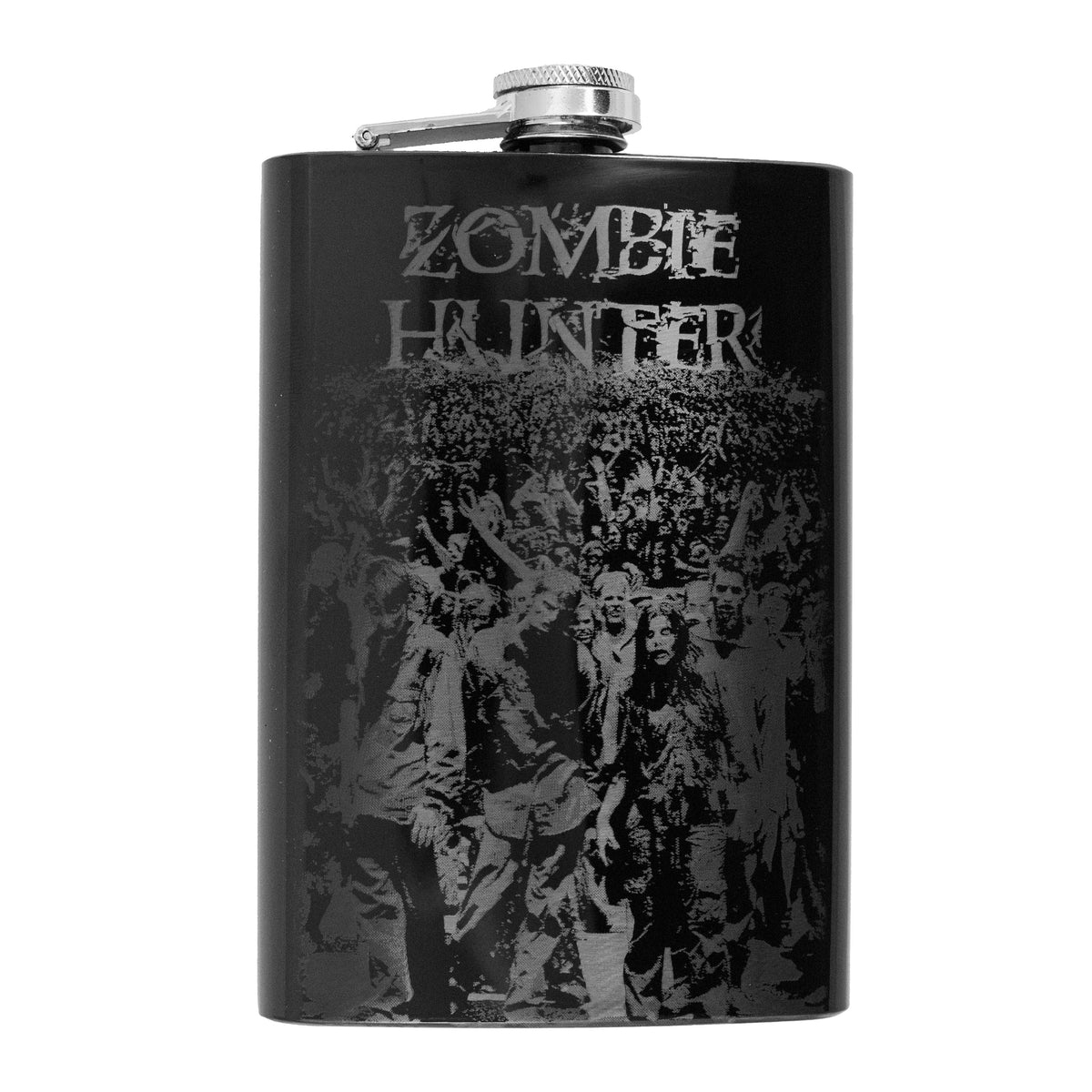 8oz BLACK Zombie Hunter Flask – MythicPlasmaArt