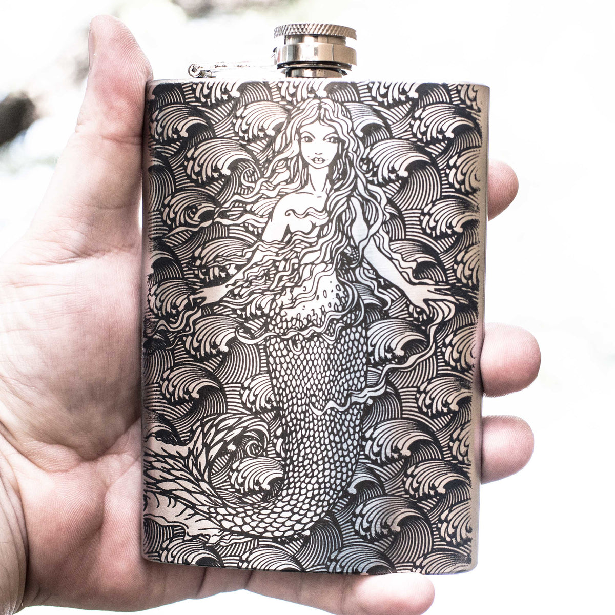 8oz Mermaid Stainless Steel Flask – MythicPlasmaArt