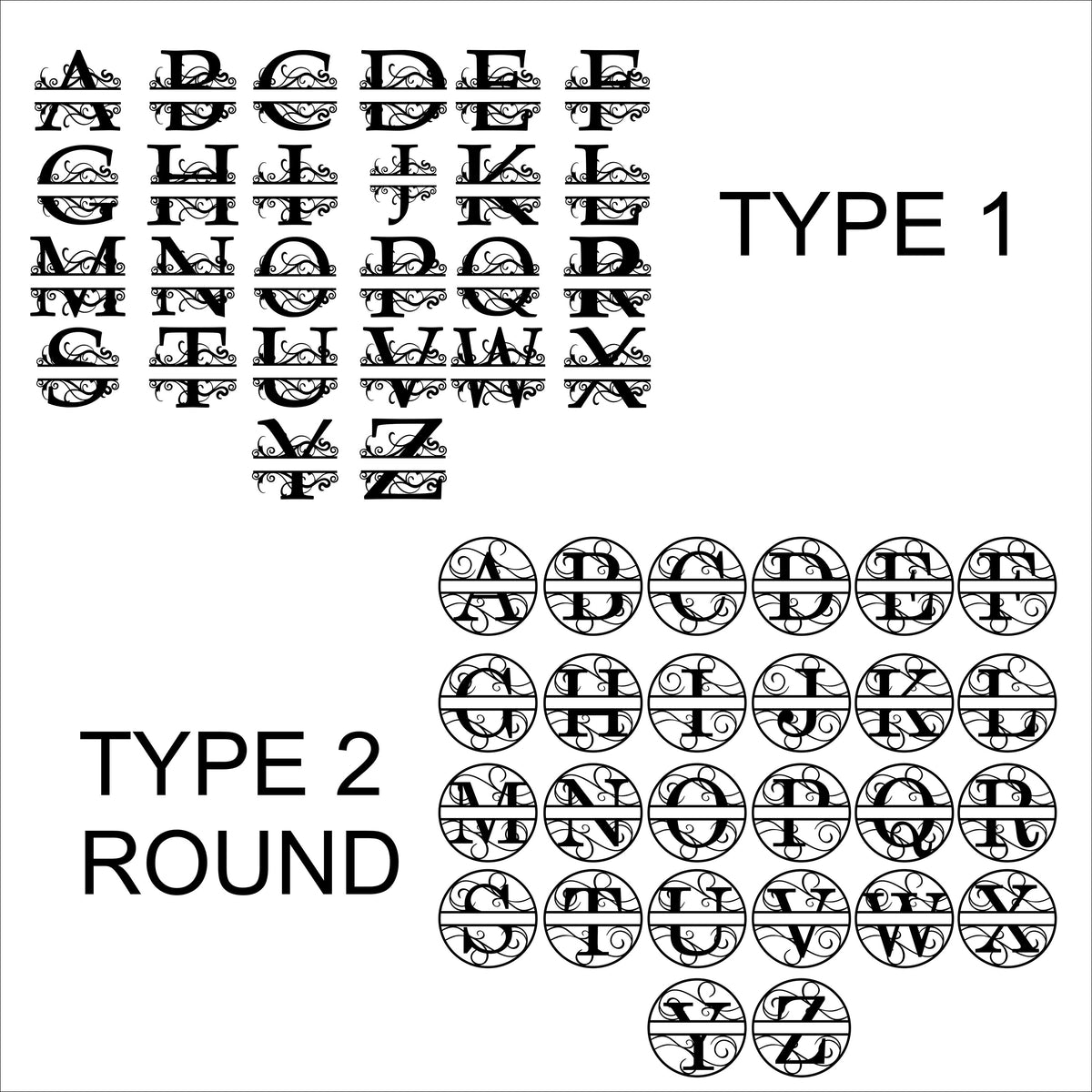 Sign - BLACK - Personalized - Split Letter Monogram Wall Decor - Custo ...