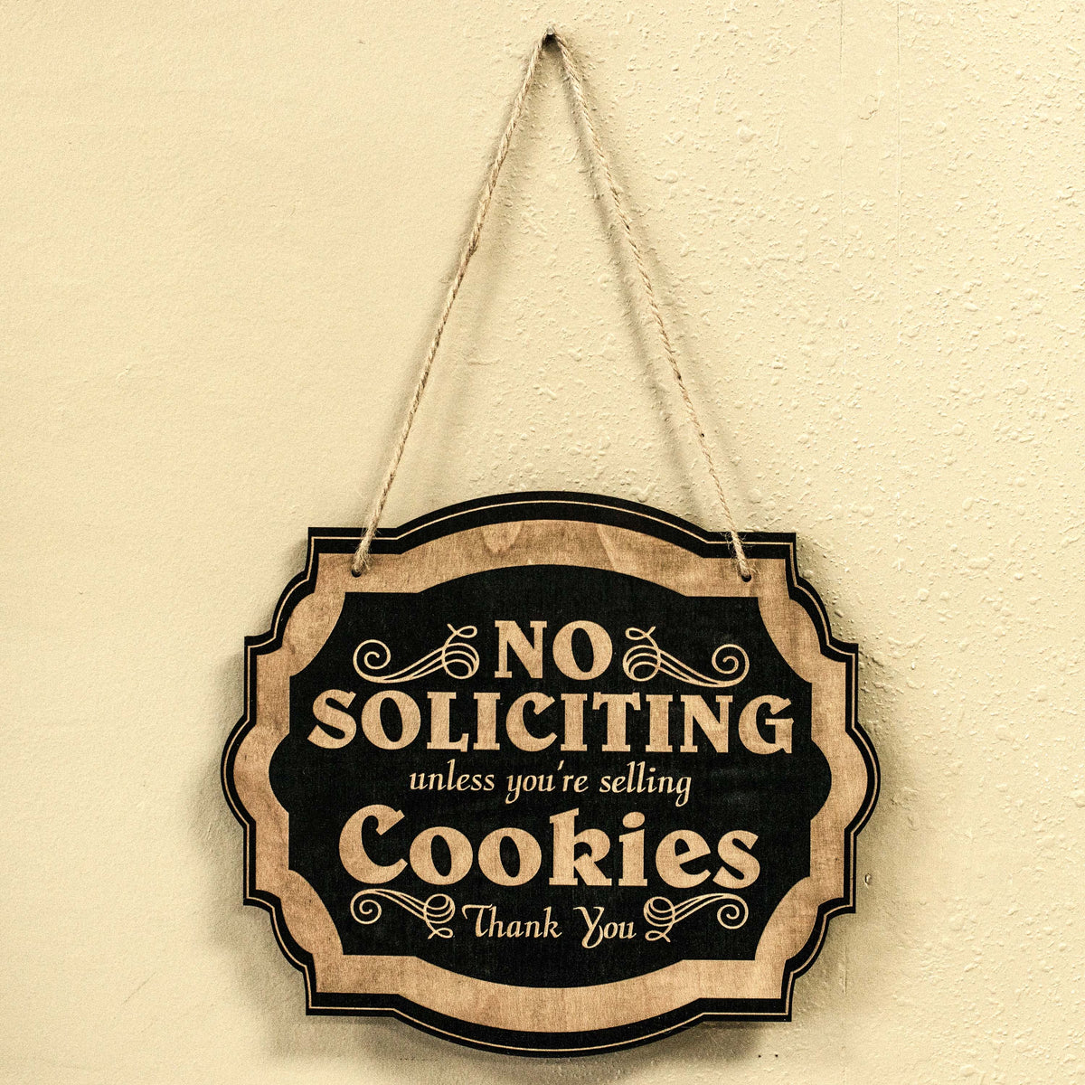 No Soliciting Unless You're Selling Cookies - Black Door Sign 6"x9 ...