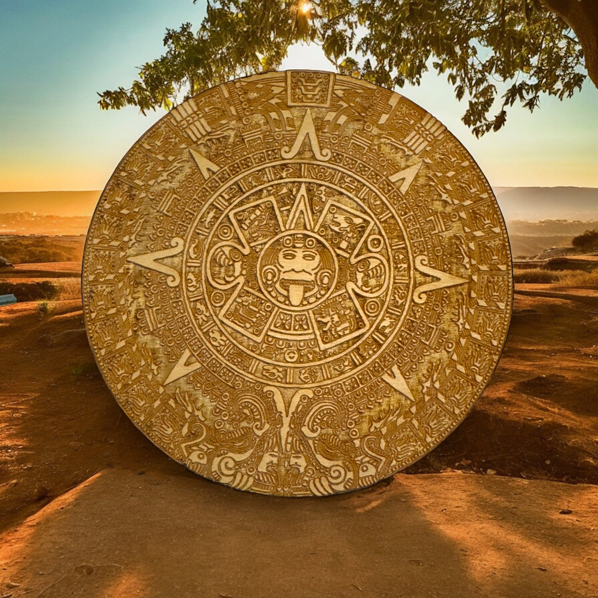 Aztec Mayan Calendar Wood Coaster/Disc qty 1 – MythicPlasmaArt