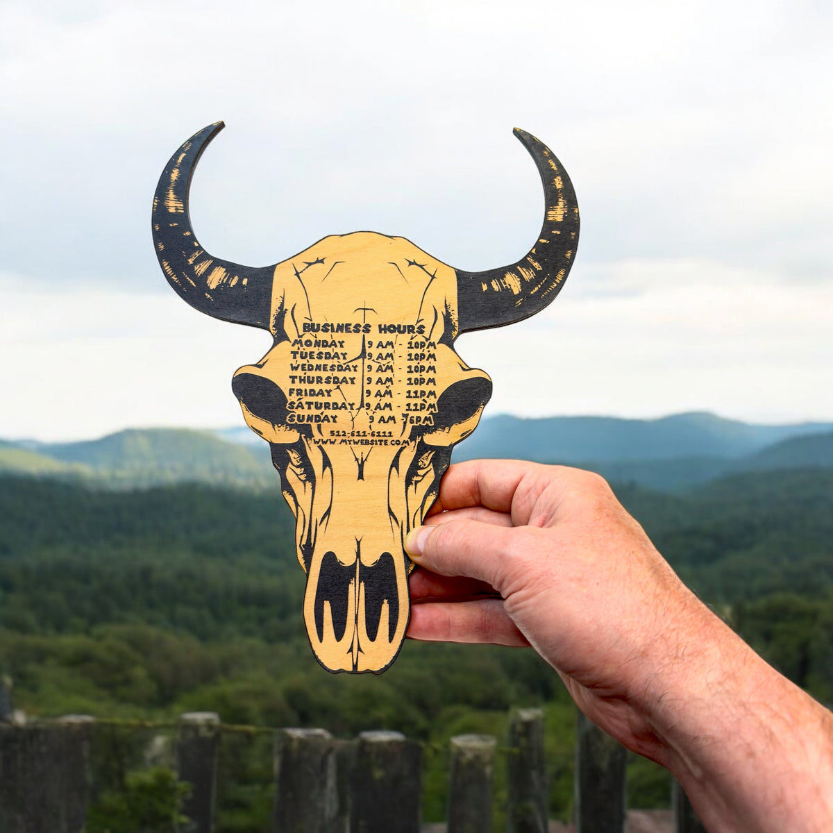 Sign - BLACK - PERSONALIZED - Cow Skull - Restaurant Business Cafe Bis ...