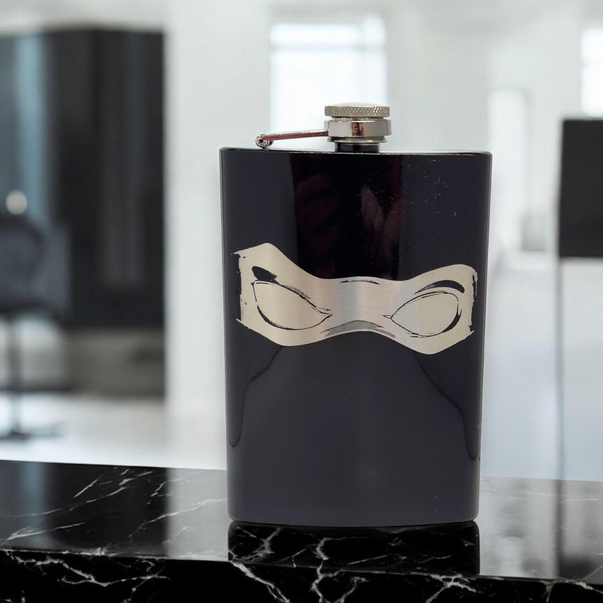 8oz BLACK Ninja Mask Flask – MythicPlasmaArt