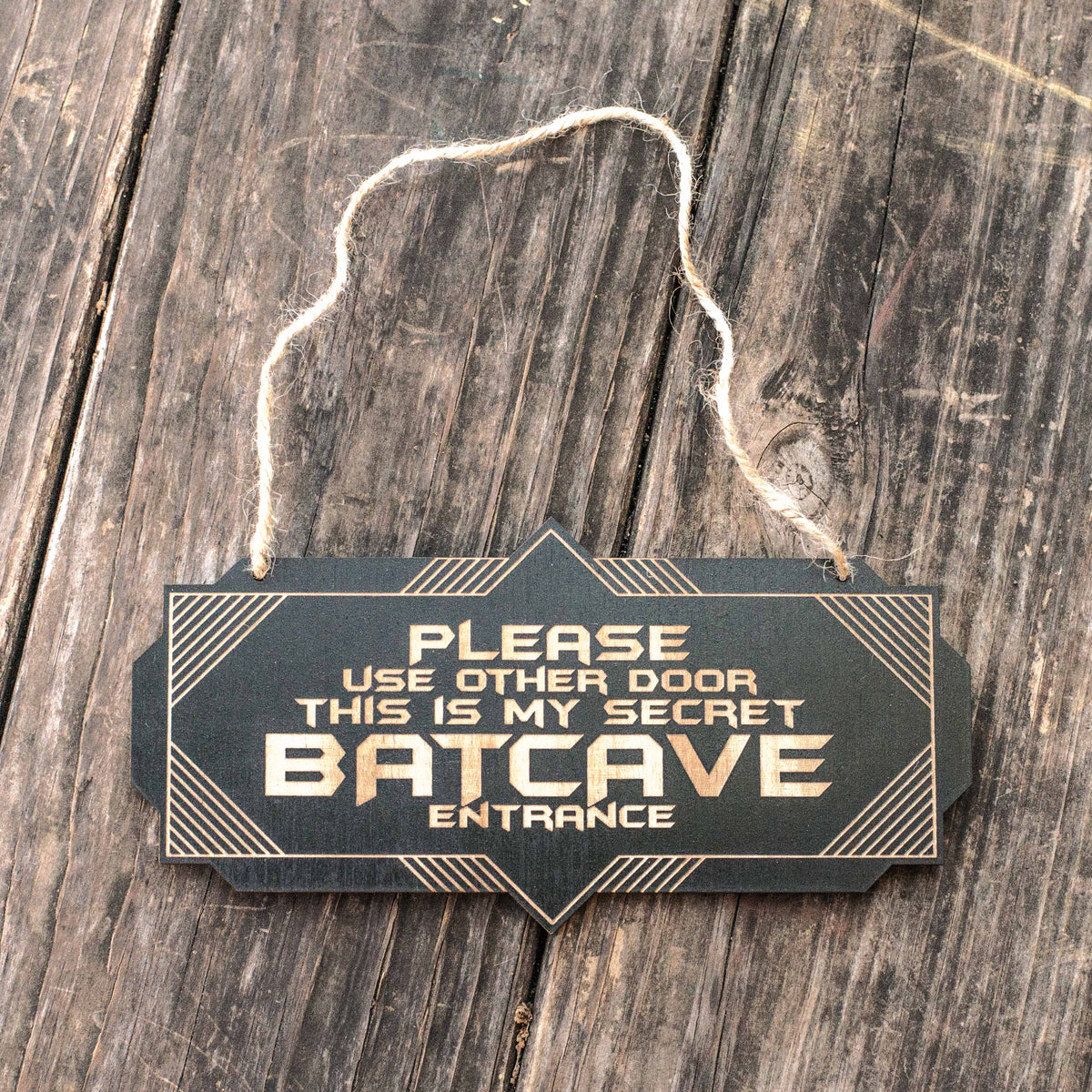 Secret Batcave Entrance - Black Door Sign 4x8 – MythicPlasmaArt